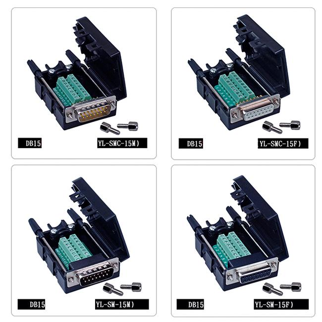 DB15 D Sub 15 Pin Dual Row Connectors to Terminal Blocks Adapter with ...