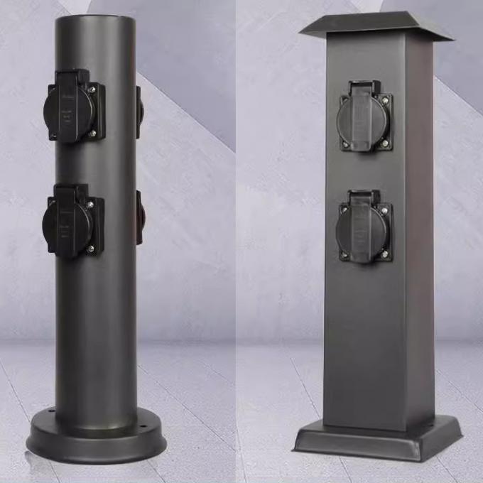 Black Stainless Steel Electrical Power Sockets Outdoor Garden In-ground ...