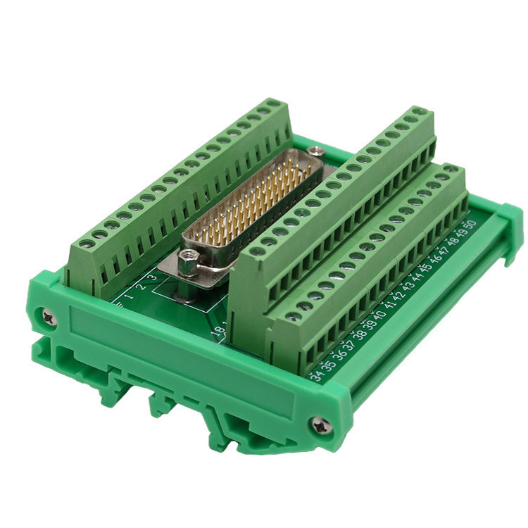 DB50 Male socket D Sub terminal block breakout board adapter cable connector DIN Rail Type