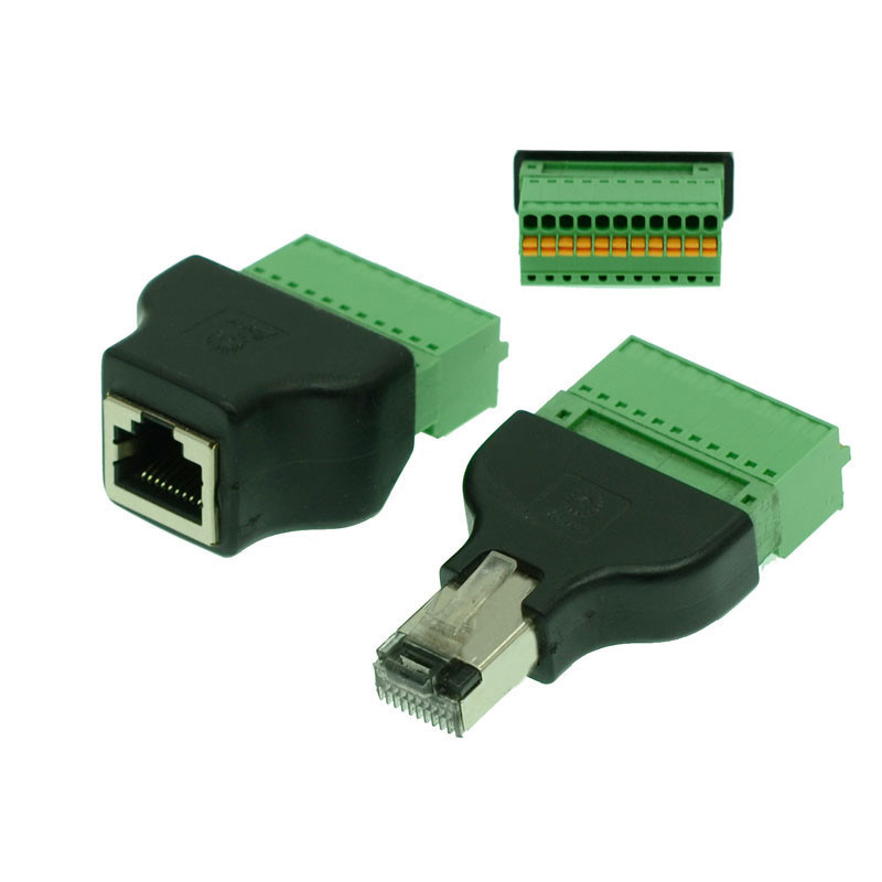 RJ45 Network Plug Male or Female 10P10C RJ48 to 10 pin Screw Terminal ...