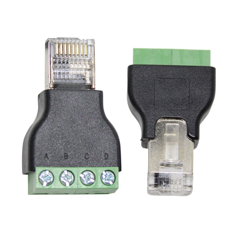 RJ45 Network Male Plug 8P8C to 4 Pin Screw Terminal Blocks RS485 Adapter