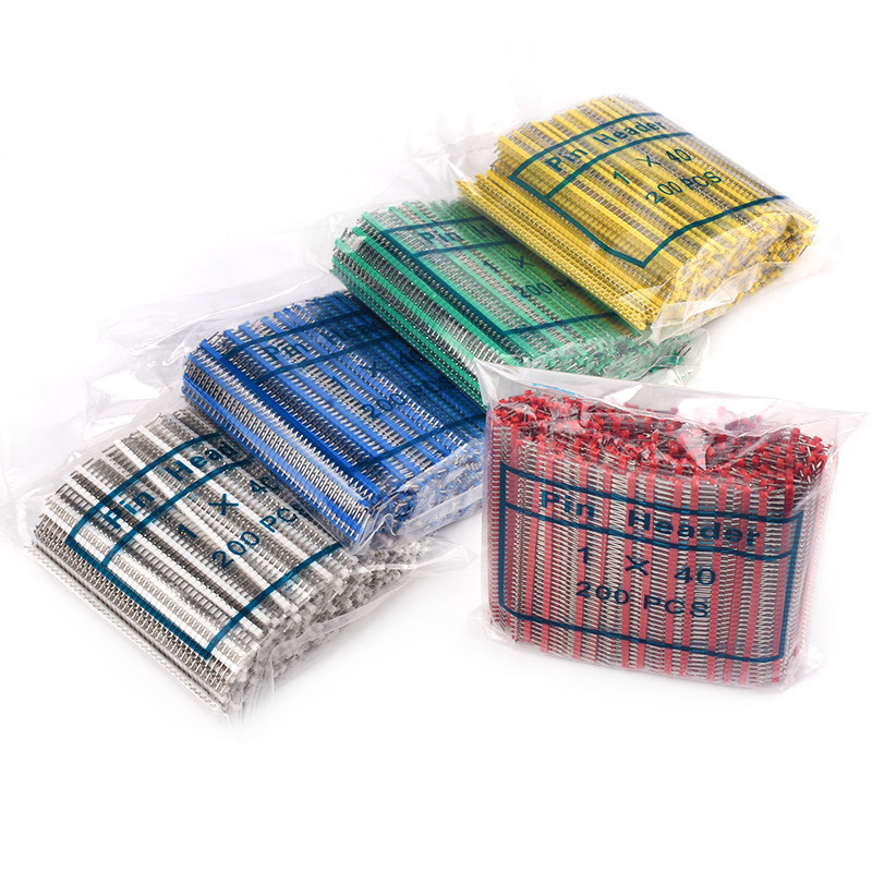 Colored 40 Pins 2.54mm Single Row Straight Pin Header Male Connector ...